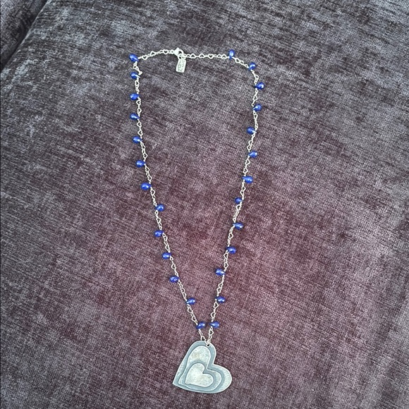Jes Maharry | Jewelry | Silver And Blue Heart Pendant Necklace | Poshmark